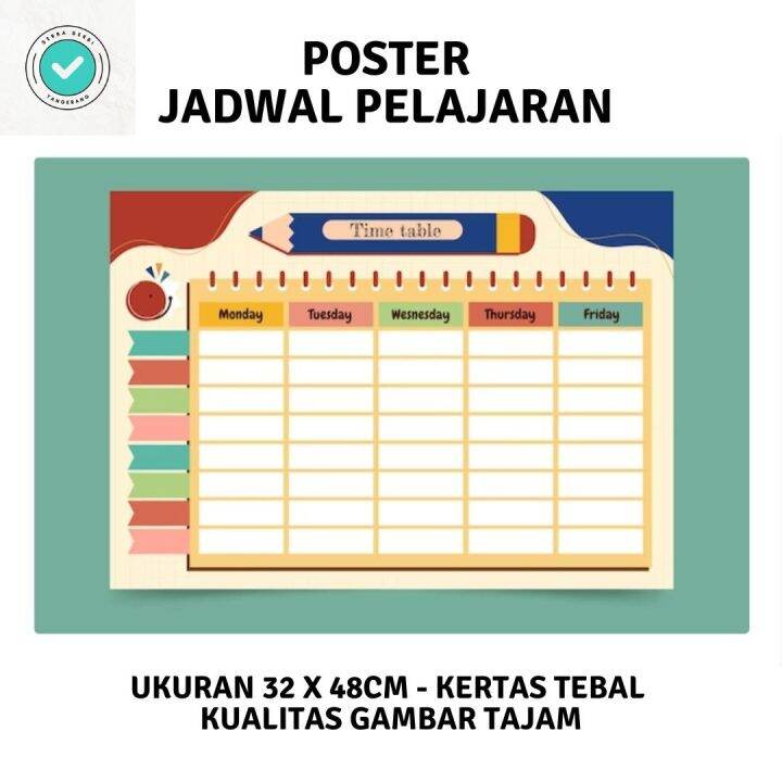 Poster Jadwal Pelajaran Kegiatan Anak Sekolah | Lazada Indonesia