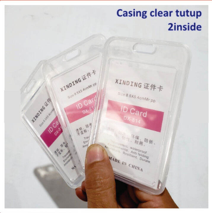 casing frame id card 2side clear bening isi 2 kartu wadah tempat idcard ...