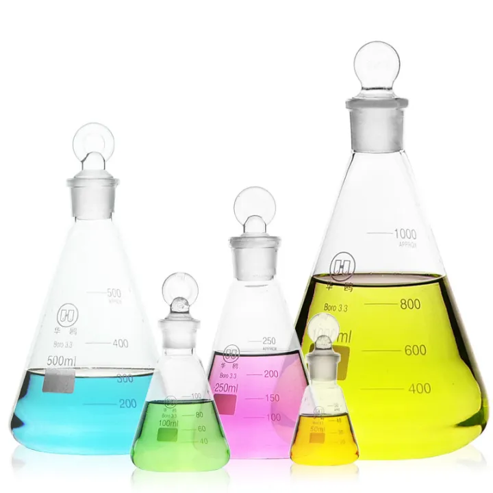 50ml-1000ml Graduated Erlenmeyer Flask with Stopper Borosilicate Glass ...