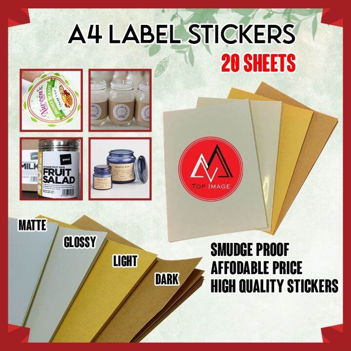 Printable Label Sticker Paper A4 Matte Glossy yellow back for inkjet ...