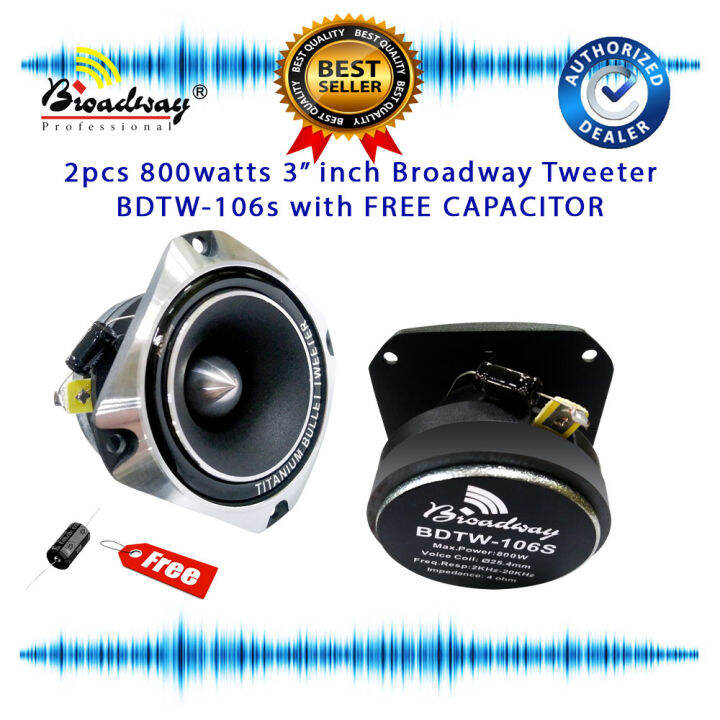 2pcs 800w Broadway Titanium Bullet Tweeter BDTW-106s with Capacitor ...