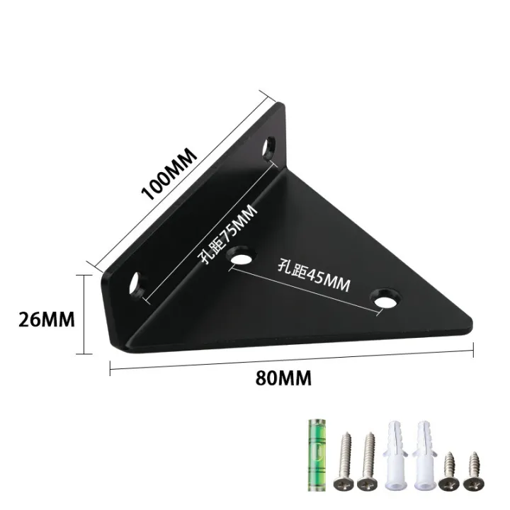 2PCS Black Triangle Angle Bracket White Metal Heavy Support Wall ...