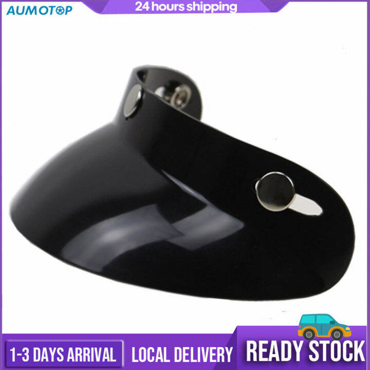 Universal Black 3-Snap Motorcycle Helmet Peak Lens Open Face Sun Shade Visor Shield | Lazada PH