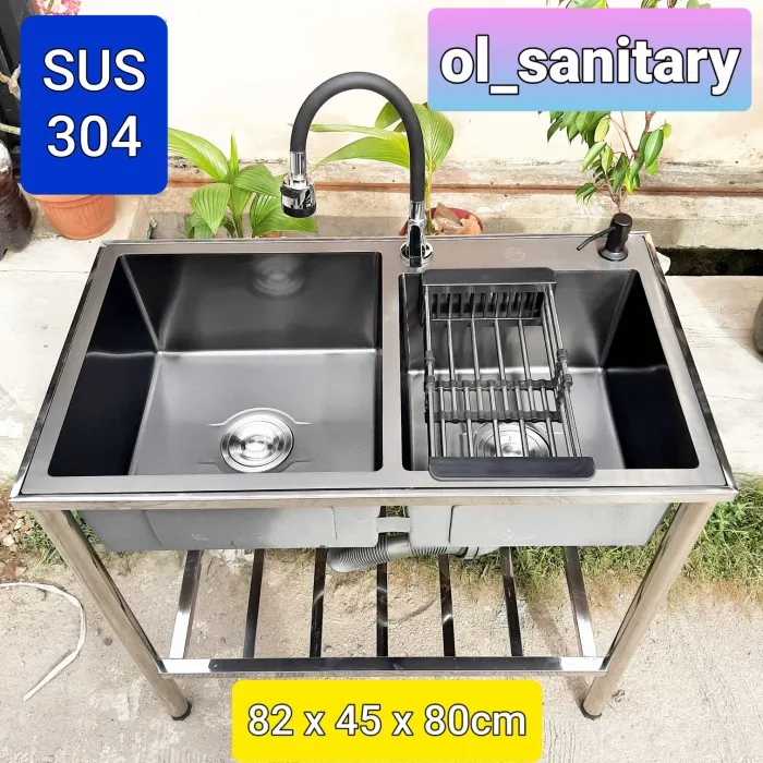 bak cuci piring kitchen sink portable tempat cuci piring sink hitam ...