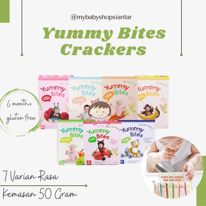 YUMMY BITES RICE CRACKERS / Snack Bayi / Biskuit Bayi 50gr | Lazada ...