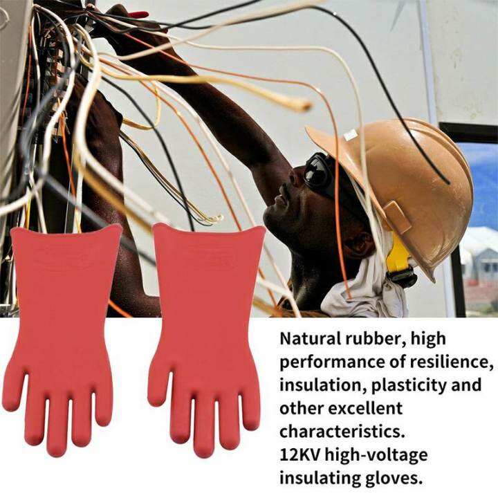 5kv High Voltage Electrical Insulating Gloves Safety Leakage Prevention ...