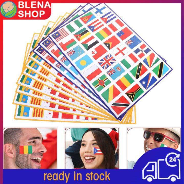 BLENASHOP 10 Sheets World Flags er Countries ers Country Decals Soccer ...