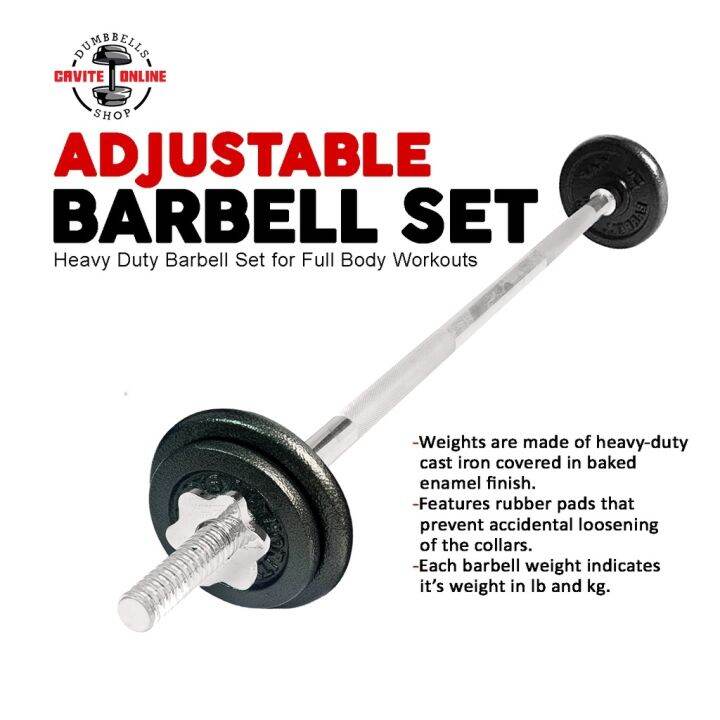 【COD】 Barbell Set 20 LBS Long Bar 5ft Full Body Workout Home Gym Squat ...