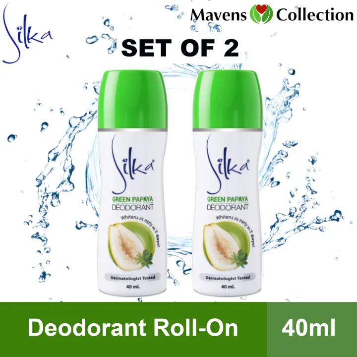 SILKA Green Papaya Whitening Deodorant 40ml (Set of 2) by MAVENS COLLECTION | Lazada PH