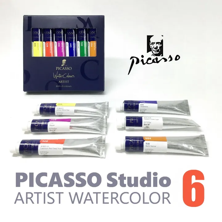 PICASSO Studio Artist WATERCOLOR SET 8ml tube x 6 Basic colors | Lazada PH