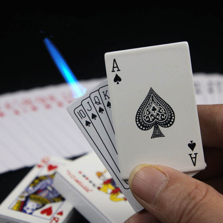 Creative Jet Torch Blue Flame Poker Lighter Metal Windproof Playing ...