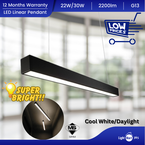 4FT LED T8 Linear Office Pendant Light 30W 6500K Daylight Hanging Light ...