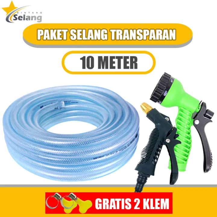 BINTANG SELANG AIR PAKETAN TRANSPARANT 10 METER / SELANG PAKET JET ...