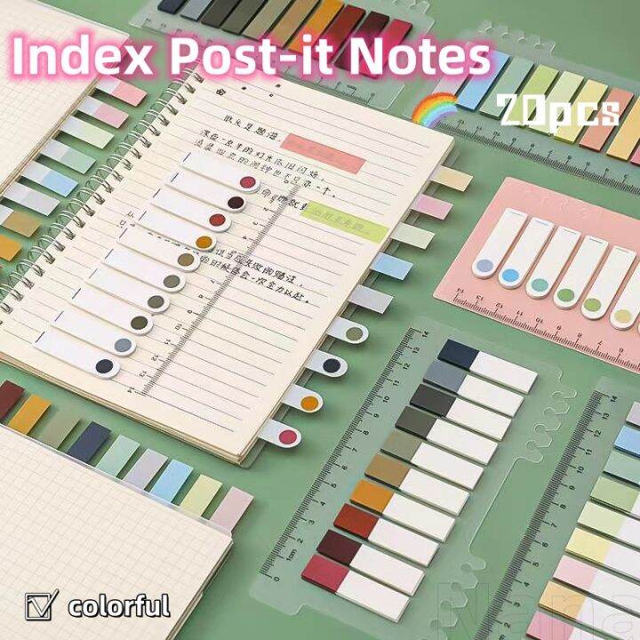 20pcs Morandi Colorful Sticky Note PVC Label Loose Leaf Index Solid ...
