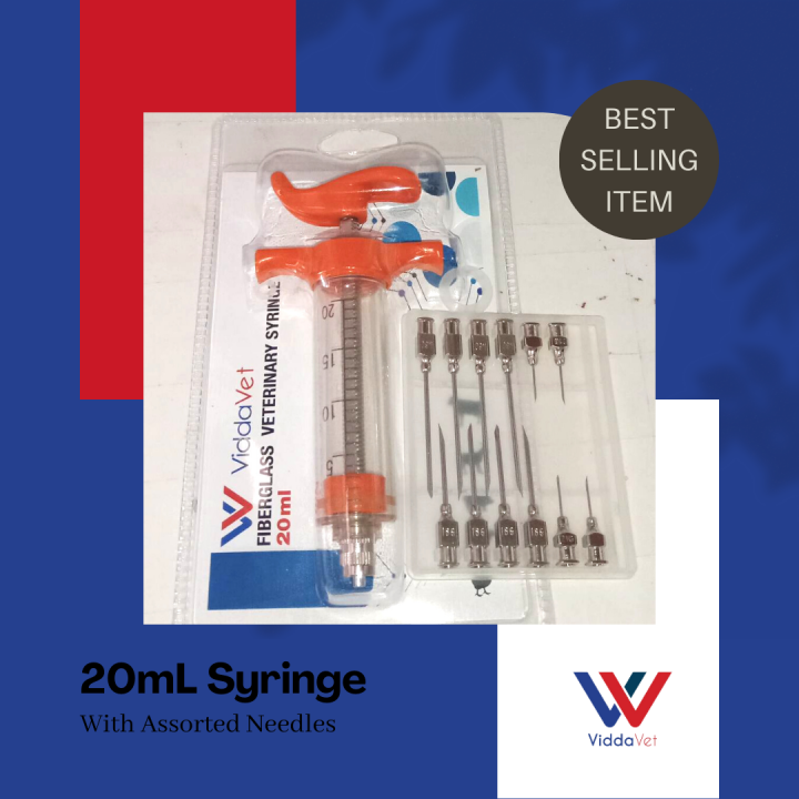 TPX Orange syringe with 12pcs assorted needles for animals vaccine and ...