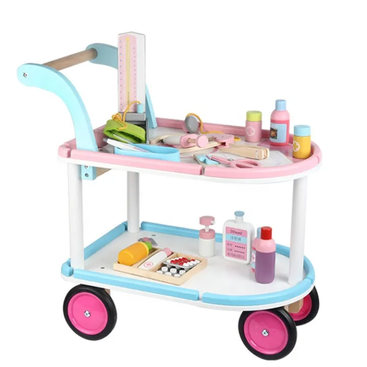 Wooden Doctor and Nurse Medical Cart Play Set Pretend Play | Lazada PH