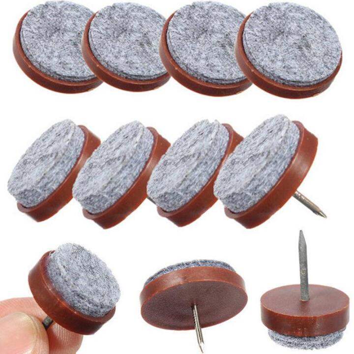 10X Furniture Table Chair Leg Floor Felt Pad Skid Glide Slide DIY Nail ...