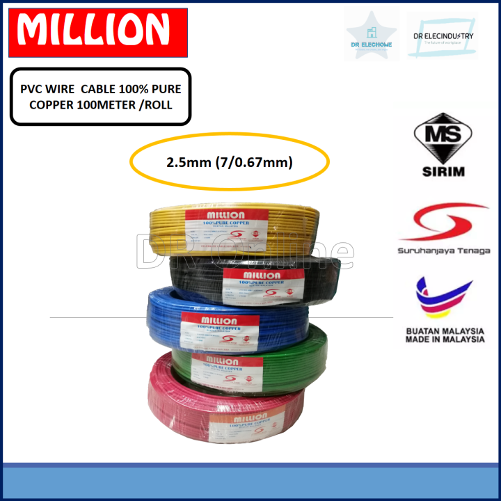 Pvc 2.5mm Cable Insulated Wiring Cable Single Core Electric Cable ,Red ,Yellow ,Blue,Green,Black ...