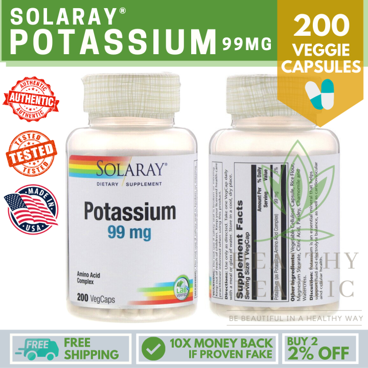 Solaray®, POTASSIUM, 99 mg, 200 VEGGIE CAPSULES (100% AUTHENTIC ...