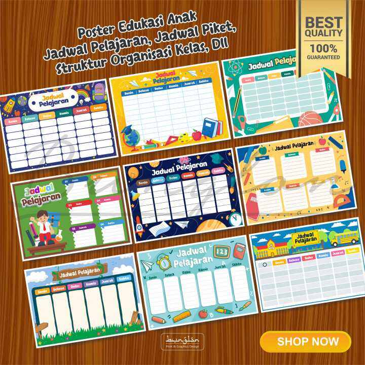 Poster Edukasi, Jadwal Pelajaran, Aturan Kelas, Jadwal Piket, Struktur Organisasi, Dll | Lazada ...