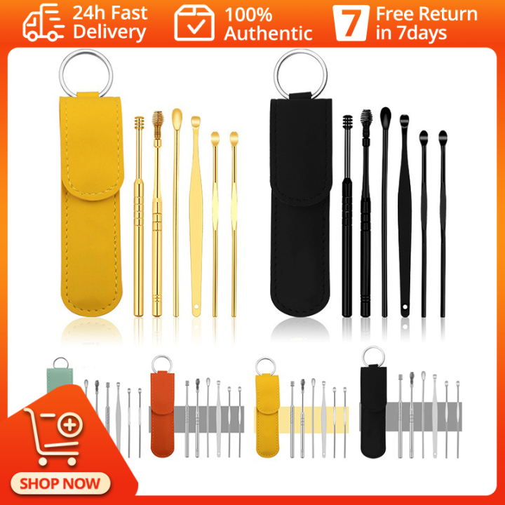 6 pcs/set Ear Cleaning Kit Portable Ear Cleaner Set Earpick Ear Wax ...