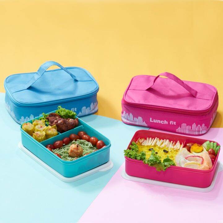 Kotak Bekal Tempat Makan Lunch Fit 3 Sekat 1 Set Dengan Tas Lunch Box Anak Dewasa 900ml | Lazada ...