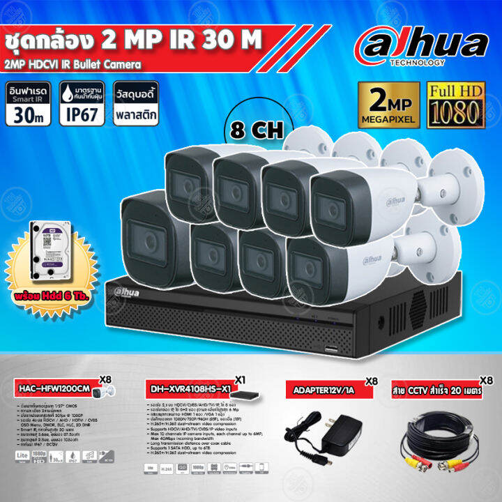 DAHUA ชุดกล้องวงจรปิด HDCVI CAMERA 2MP HDCVI IR Bullet Camera รุ่น HAC ...