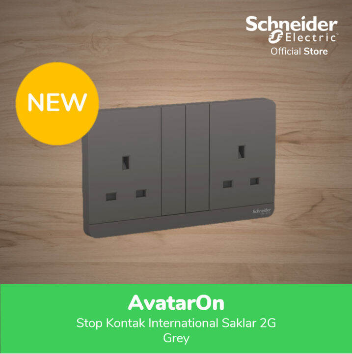 Schneider Electric AvatarOn Stop Kontak Internasional Sakelar 2G-Grey ...