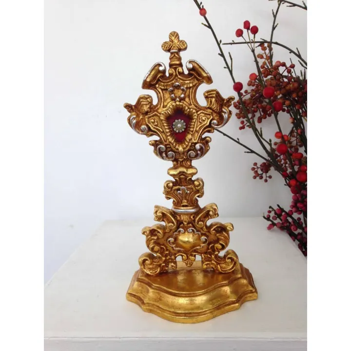 Small Fiber Stone Reliquary with Holder for Relics, for Home, Catholic ...