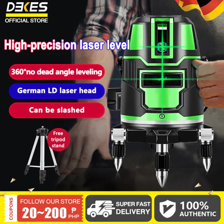 DEKES 5 Line Laser Level Digital Self Leveling 360° Rotary Indoor ...