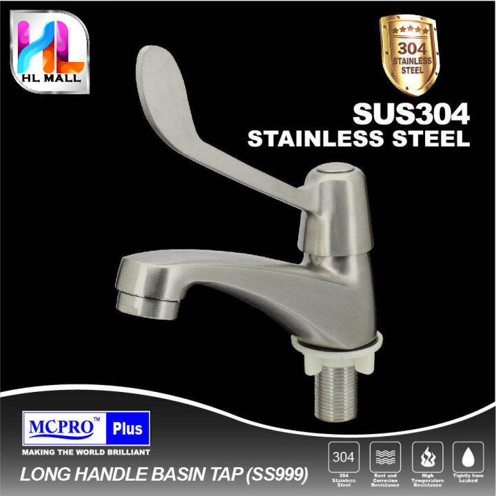 MCPRO STAINLESS STEEL SUS304 BASIN TAP LONG HANDLE PILLAR (SS999) | Lazada