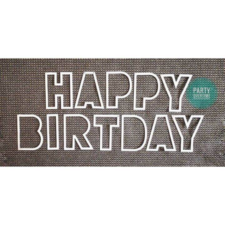 Glitter Border Outline Cut-out Silver Happy Birthday Banner Silver ...