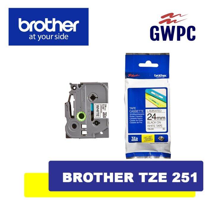 Brother TZ-251 Black on White Label Tape 24mm | Lazada PH