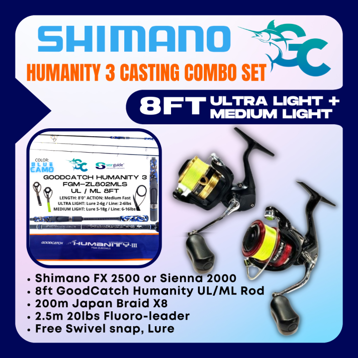 Shimano FX 2500 / Sienna 2000 and GoodCatch GC Humanity 3 8ft UL / ML ...
