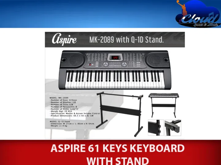ASPIRE 61 KEYS KEYBOARD MK-2089 W/ Q-1D KEYBOARD STAND | Lazada PH