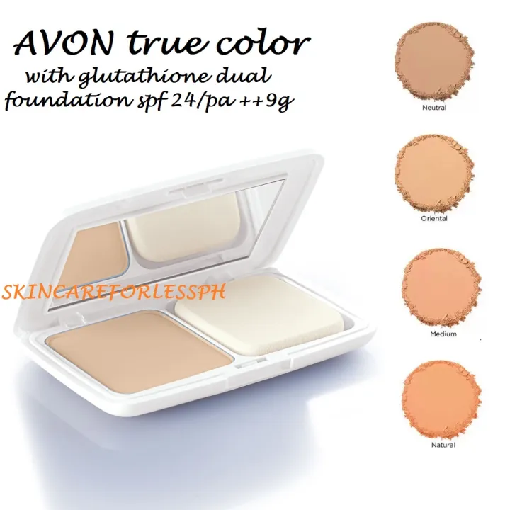 AVON TRUE COLOR WHITE DUAL POWDER FOUNDATION WITH GLUTATHIONE SPF 24/PA ...