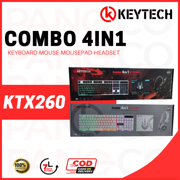 KEYTECH KTX260 COMBO 4 IN 1 Keyboad & mouse,Mousepad,Headset | Lazada PH