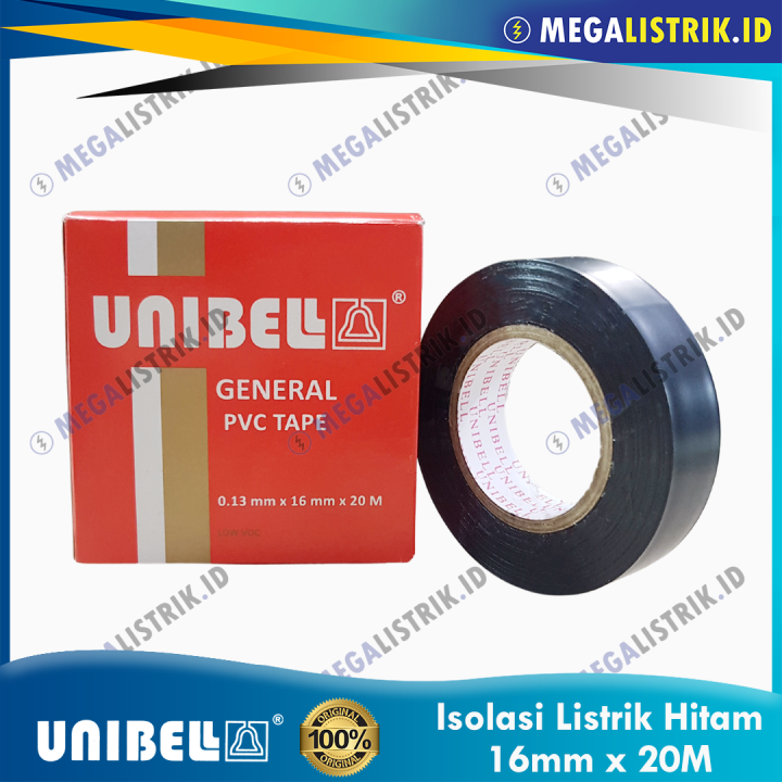 UNIBELL ISOLASI LISTRIK HITAM / UNIBEL SELOTIP PVC TAPE / SOLASI KABEL ...