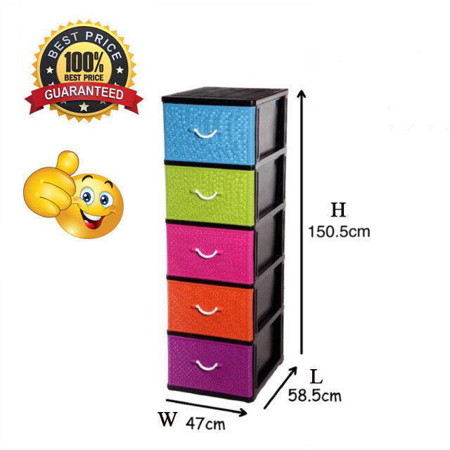 Big Drawer 5 Tier Storage Cabinet M9505/ Plastic Drawer / Kabinet Besar ...