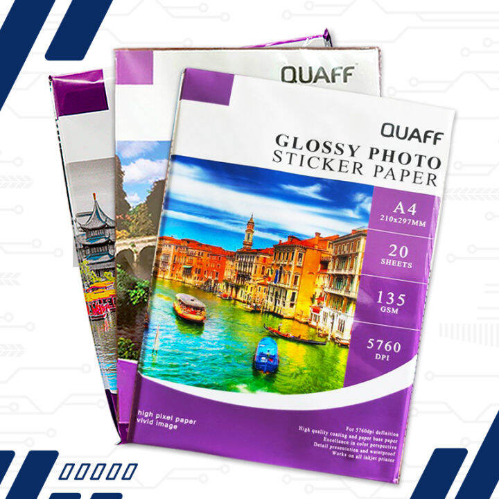 Risefully QUAFF Photo Paper Sticker A4 Size Label Sticker Inkjet Photo ...