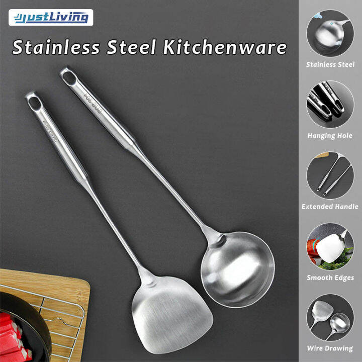 JustLiving Stainless Steel Wok Spatula for Cooking Soup Ladle Laddle ...
