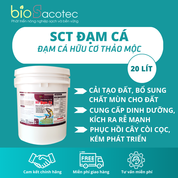 Phân bón SCT ĐẠM CÁ hữu cơ thảo mộc (xô 20 lít) siêu phục hồi, bật chồi, phát đọt cực mạnh, lá ...