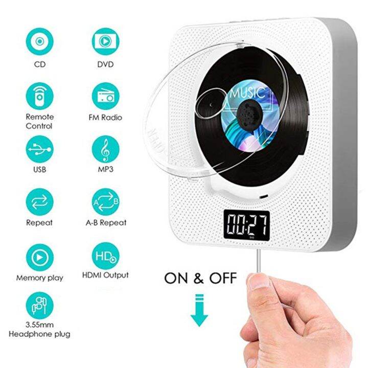 CELE Portable DVD/CD Player BT Wall Mountable CD Music Player With ...