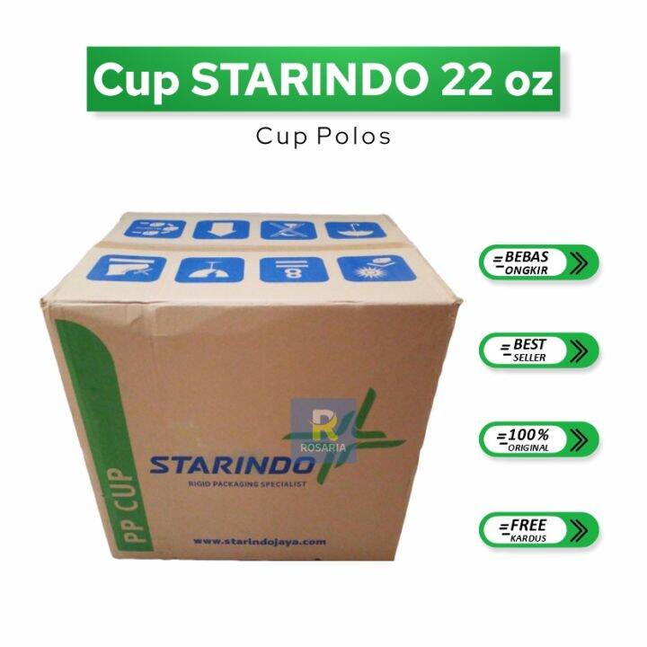 CUP Plastik Datar 22 oz STARINDO Cup Bening Gelas Minuman | Lazada ...