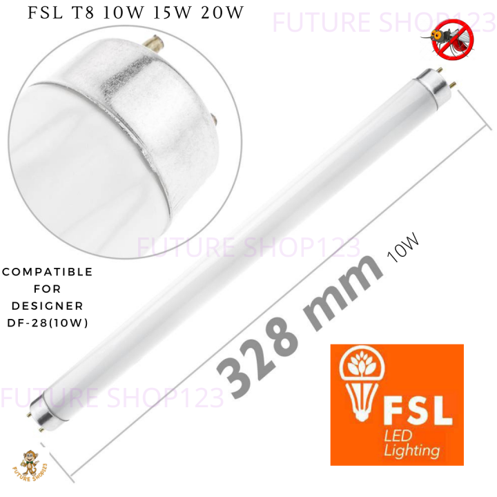 FSL/HITACHI T8 10w Fluorescent Insect Killer Light Tube / Mosquito / Trap Fitting Use PLS 2 Pin ...