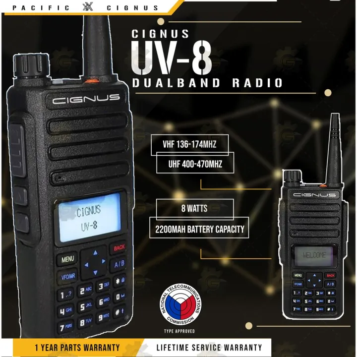 Cignus UV8 8watts tri-power w/ free earpiece dualband two-way radio ...