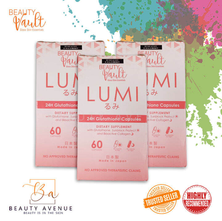 Lumi 24H Glutathione Capsules by Beauty Vault 60 capsules 3pcs | Lazada PH