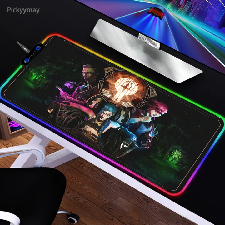RGB Jinx Mouse Pad Anime Large PC Gamer Keyboard Desk Mat Gaming ...