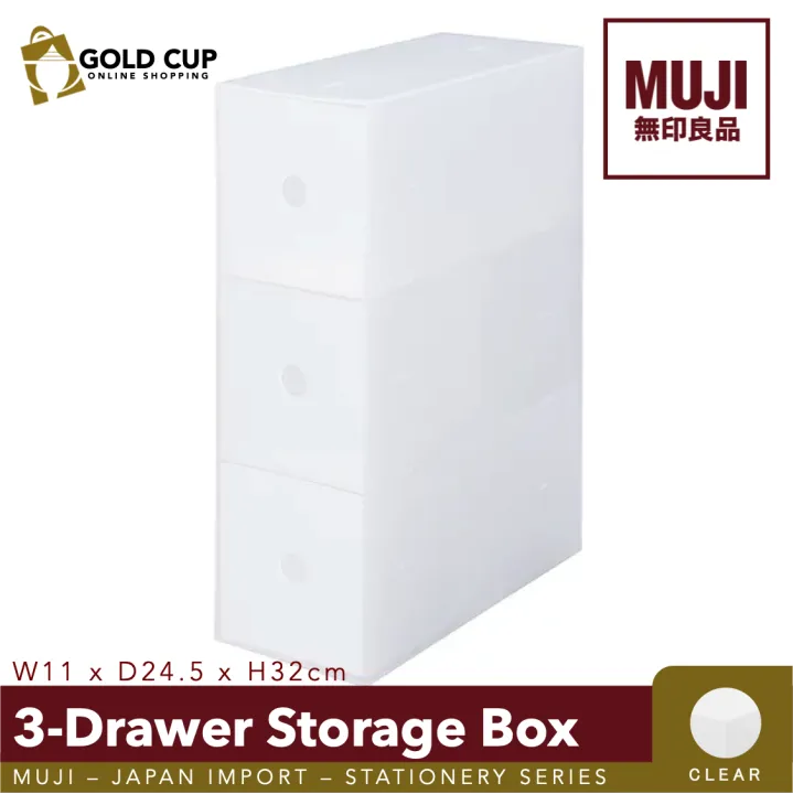 MUJI PP Storage Box - 3 Drawers - Clear (File Boxes) | Lazada PH