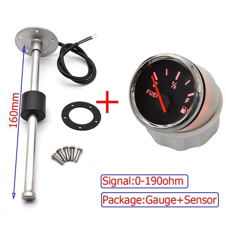 Boat Car 52MM Fuel Level Gauge With Fuel Level Sensor 90 120 140 200 240 260MM Stainless Steel ...